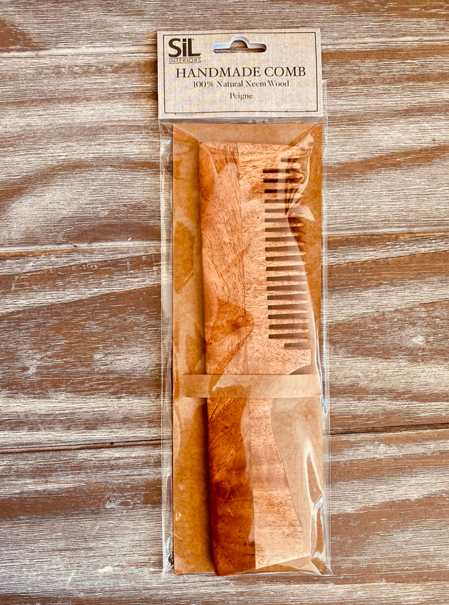Large Natural Neem Wood Comb – Scape Interiors
