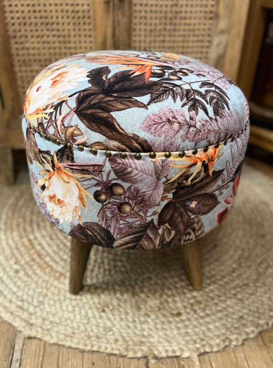 Natural Earth Cotton Velvet Footstool – Scape Interiors