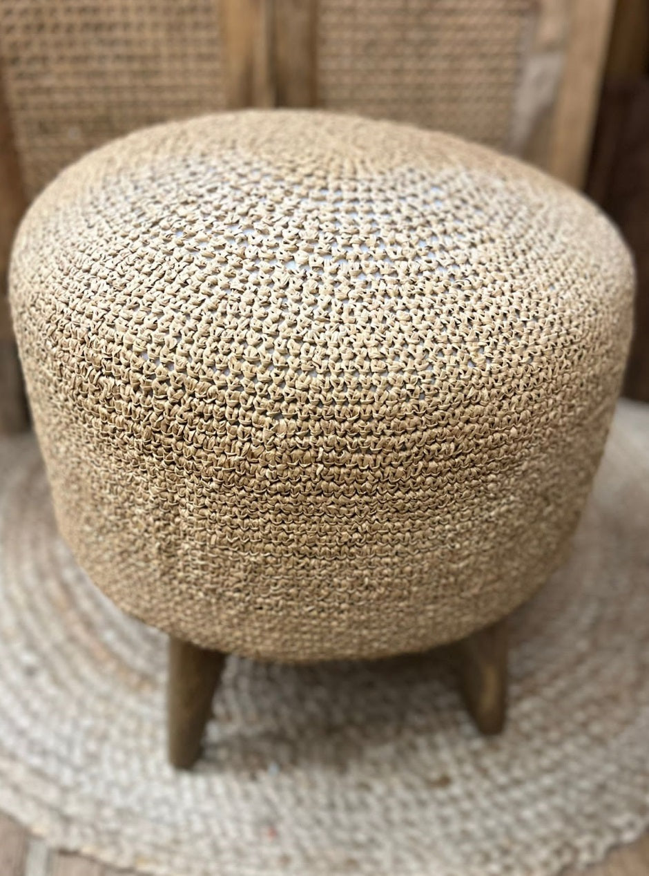 Natural Large Jute Footstool – Scape Interiors