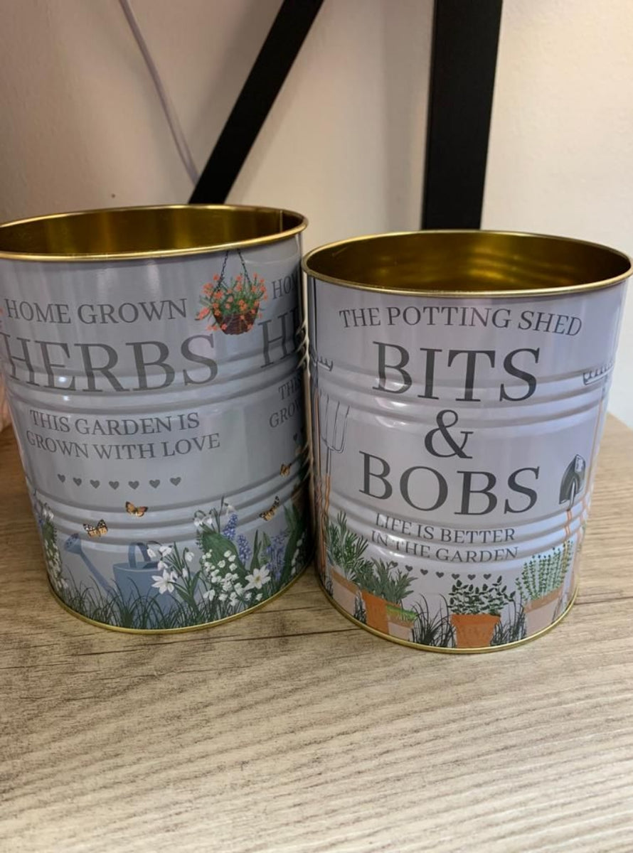 Set of 2 Potting Shed Storage Tins Sage Green – Scape Interiors